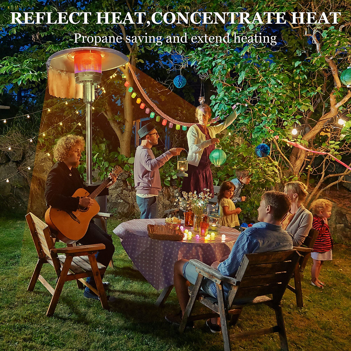 Patio Heater Reflector Shield, Upgraded 12" Height Heat Focusing Reflector for Round Natural Gas and Propane Patio Heaters - for Extra Heat Reflecting Power(10 Panels)