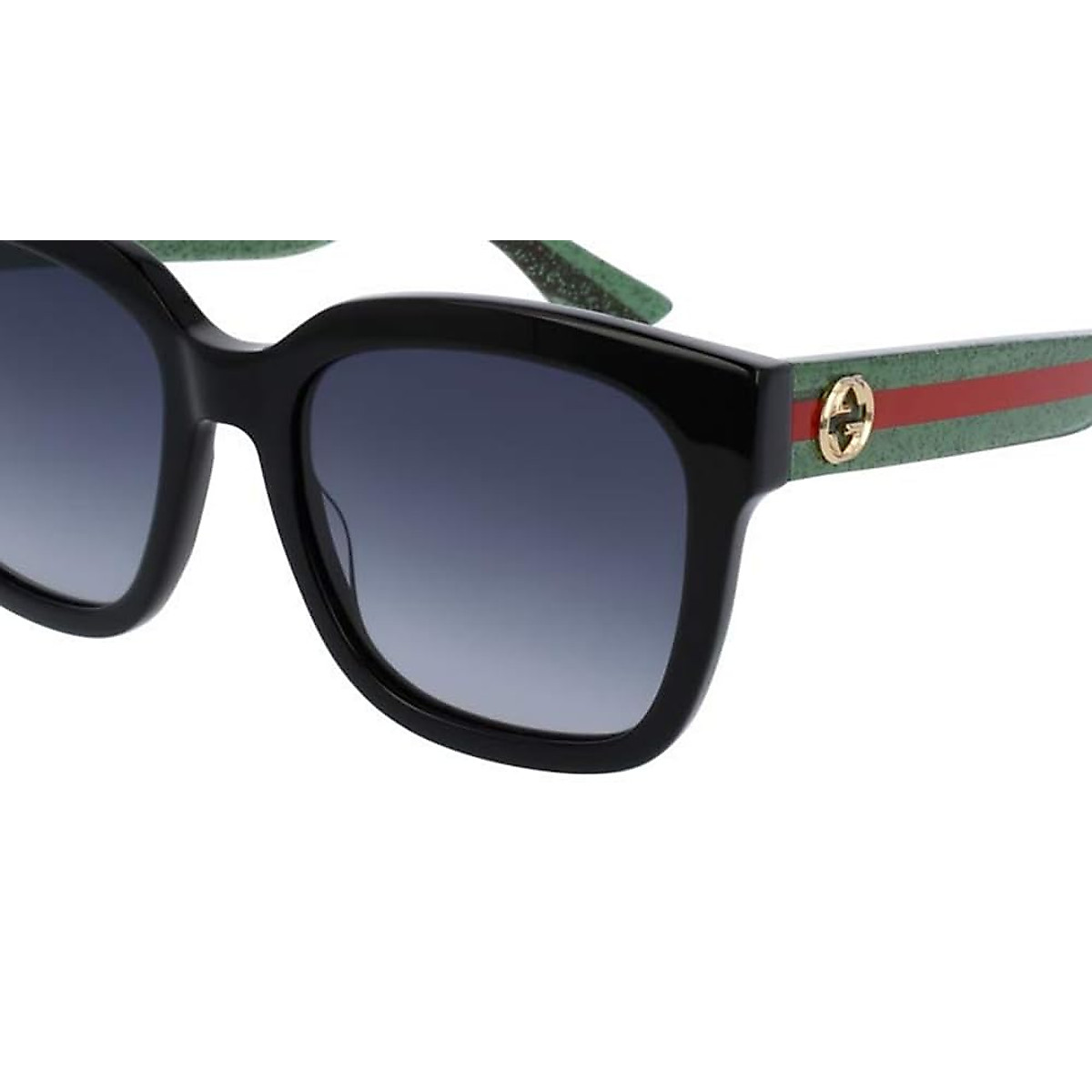 Gucci GG0034S 002 54M Black/Green/Grey Gradient Square Sunglasses For Men For Women+ BUNDLE with Designer iWear Eyewear Kit