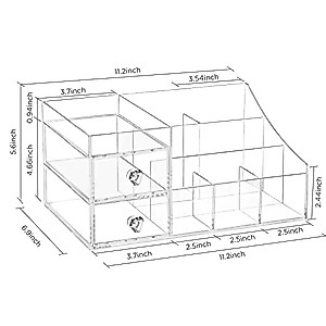 HBlife Clear Acrylic Makeup Organizer, 11.2X6.9X5.6 Inches Large Skincare Organizers and Storage 7 Compartments Cosmetic Organizer for Vanity Bathroom