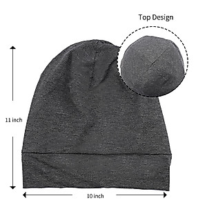 Satin Bonnet for Men 2 Pack Soft and Elastic Black Hair Cap，Satin Lined Beanie, Large Breathable Silky Hair Bonnet for Sleeping Cap，Suitable for Chemo Headwear for Women - Black and Grey