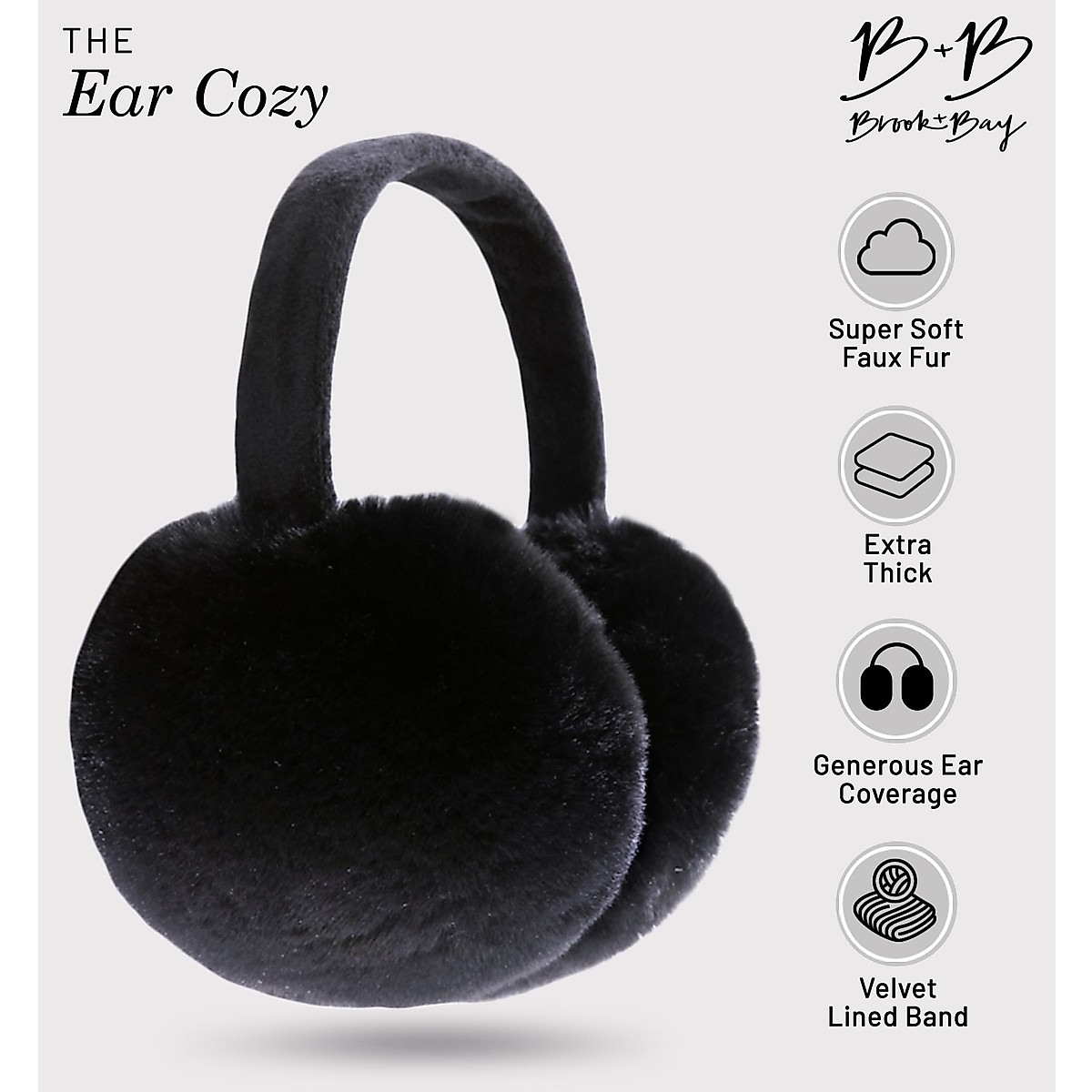 Brook + Bay Fleece Ear Muffs - Cozy & Foldable Earmuffs - Winter Ear Warmers for Women - Soft & Warm Ear Muffs for Women