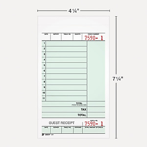 Adams Guest Check Unit Sets, 2-Part, Carbonless, White Bond/Tag, 4-1/4 x 7-1/4 Inches Detached, 250 Sets/Pack (947SWC)