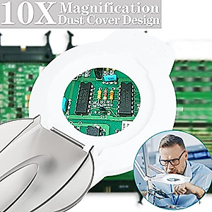 KIRKAS 10X LED Magnifying Lamp with Clamp, 2,200 Lumens Dimmable Super Bright Daylight Magnifying Glass with Light and Stand, Adjustable Swivel Arm Magnifier lamp for Reading Repair Crafts-White
