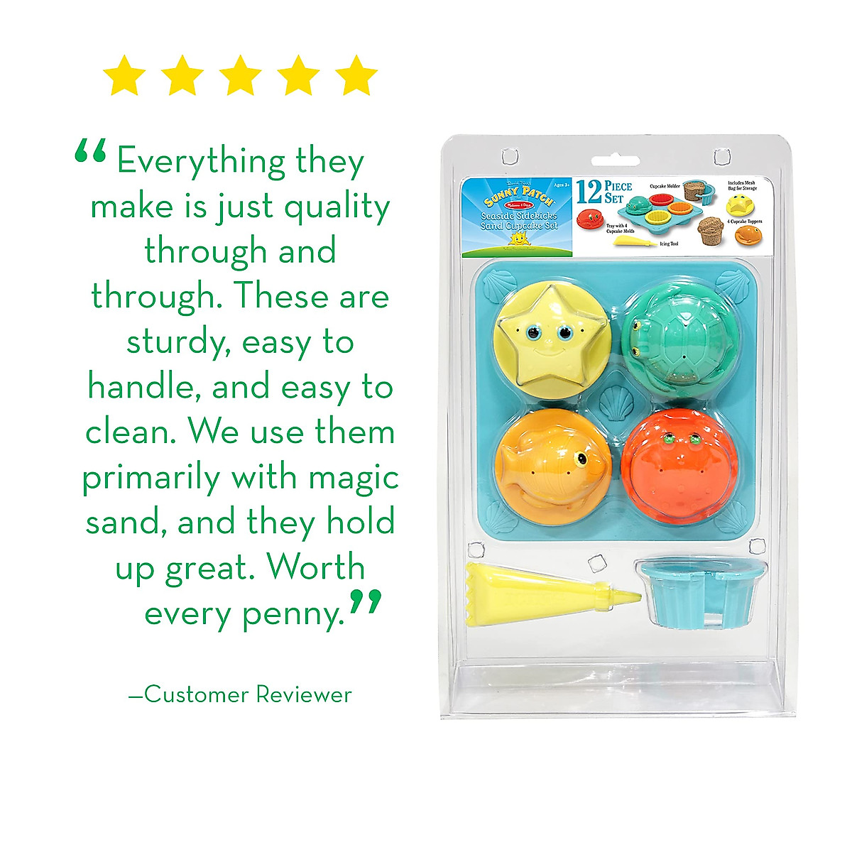 Melissa & Doug Sunny Patch Seaside Sidekicks Sand Cupcake Play Set - Toddler Beach Toys, Outdoor Toys For Sandbox, Sand Toys For Toddlers And Kids Ages 3+