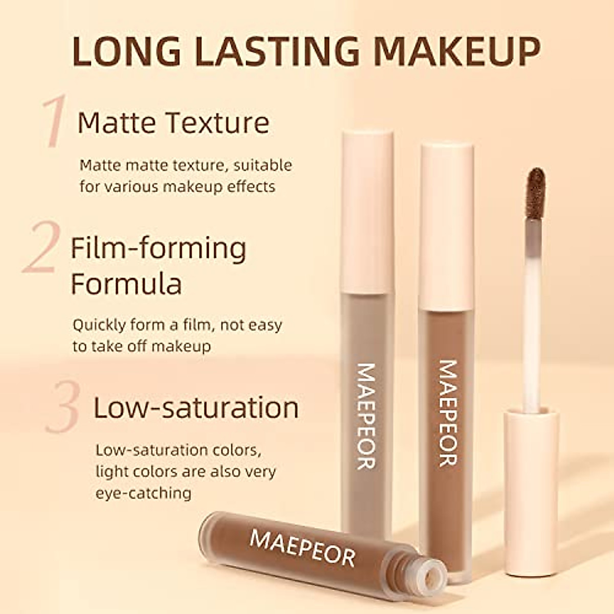 MAEPEOR Matte Liquid Eyeshadow 8 Colors Neutral Naked Smooth Creamy Eyeshadow Lightweight High-pigmented and Waterproof Long Lasting Eyeshadow (Matte Naked, 8Colors Set 1)