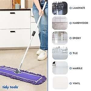 Tidy Tools 36 Inch Purple Dust Mop with Extendable Handle and 36 Inch Purple Dust Mop Refill Bundle - 6 Mop Sets and 6 Refills