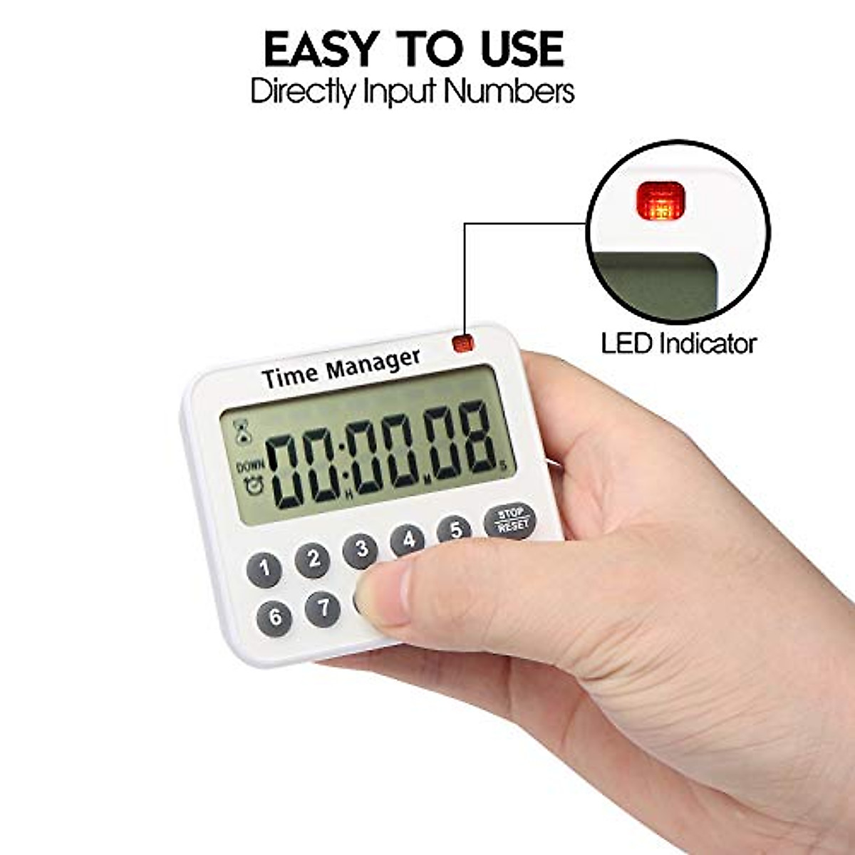 AIMILAR Digital Kitchen Timer - Magnetic Count Up Down Direct Entry Cooking Timer with Loud Alarm, Auto Shut-Off & Memory Function, 99 Hrs 99 Mins 99 Secs, 10 Key Timer for Cooking, Exercise, Games