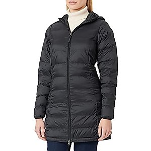 Amazon Essentials Women's Lightweight Water-Resistant Hooded Puffer Coat (Available in Plus Size), Black, Medium
