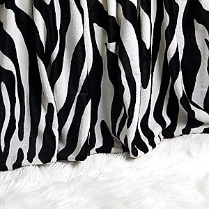 Home Soft Things Light Weight Animal Safari Style Black White Zebra Printed Flannel Fleece Blanket (Twin)