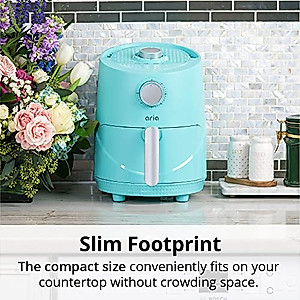 Aria Teflon-Free 3 Qt. Premium Ceramic Air Fryer with Recipe Book, Seafoam Teal