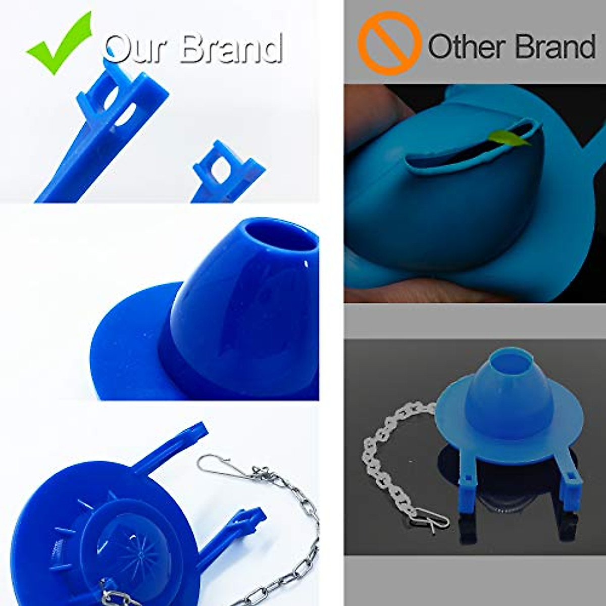 Toilet Flapper Replacement kit 2 inch (2 Pack) Universal for American Standard Toilet Easy to Install with Stainless Chain & Long Lasting Rubber fit 2'' Flush Valve Toilet Leaking Flapper