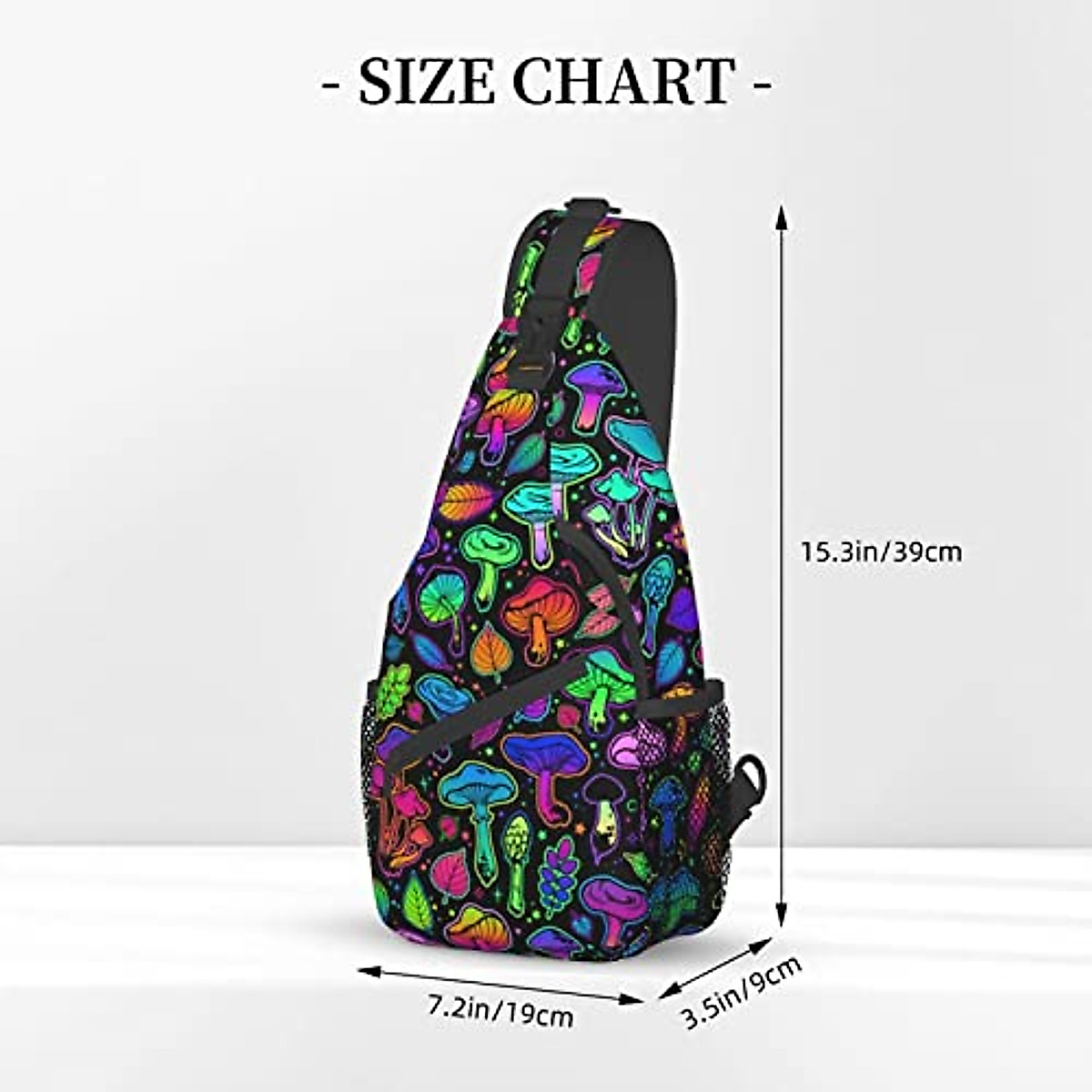 Junong Colorful Trippy Mushroom Sling Bag Crossbody Sling Backpack Travel Hiking Chest Bags Shoulder Sports Daypack for Women Men