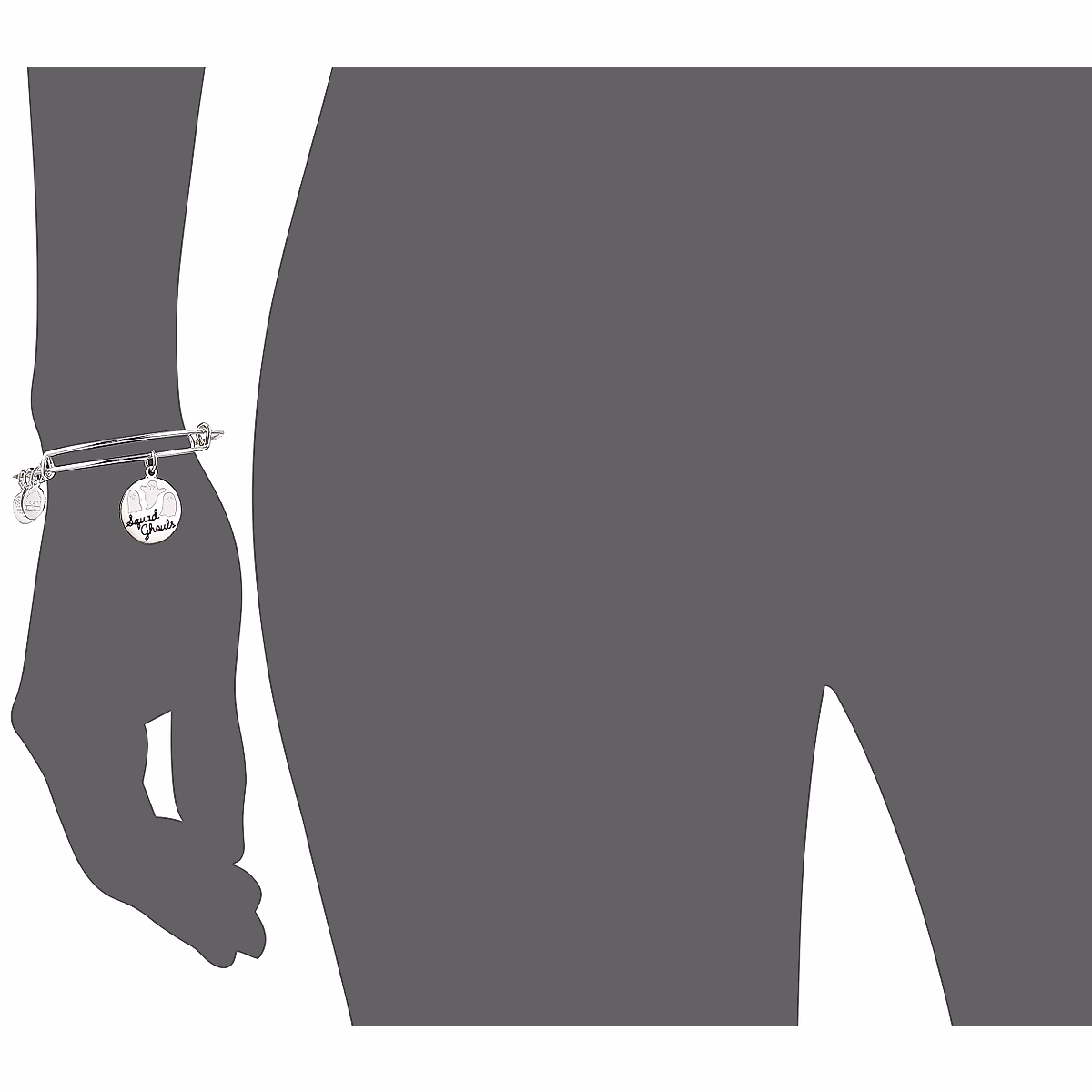 Alex and Ani Women's Color Infusion Squad Ghouls Charm Bangle, Shiny Silver