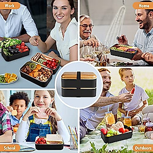 MOSFiATA Stackable Bento Lunch Box Containers, All-in-One Stainless Steel Bento Box-Durable Leak - Meal Prep Japanese Bento Boxes with Spoon & Fork, Adult Lunch Box Containers for Men Women Kids