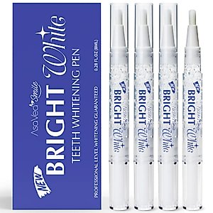 AsaVea Smile Teeth Whitening Pen (4 Pens) for Teeth Whitening, 40+ Uses, Effective, Painless, No Sensitivity, Travel-Friendly, Beautiful White Smile, Mint Flavor