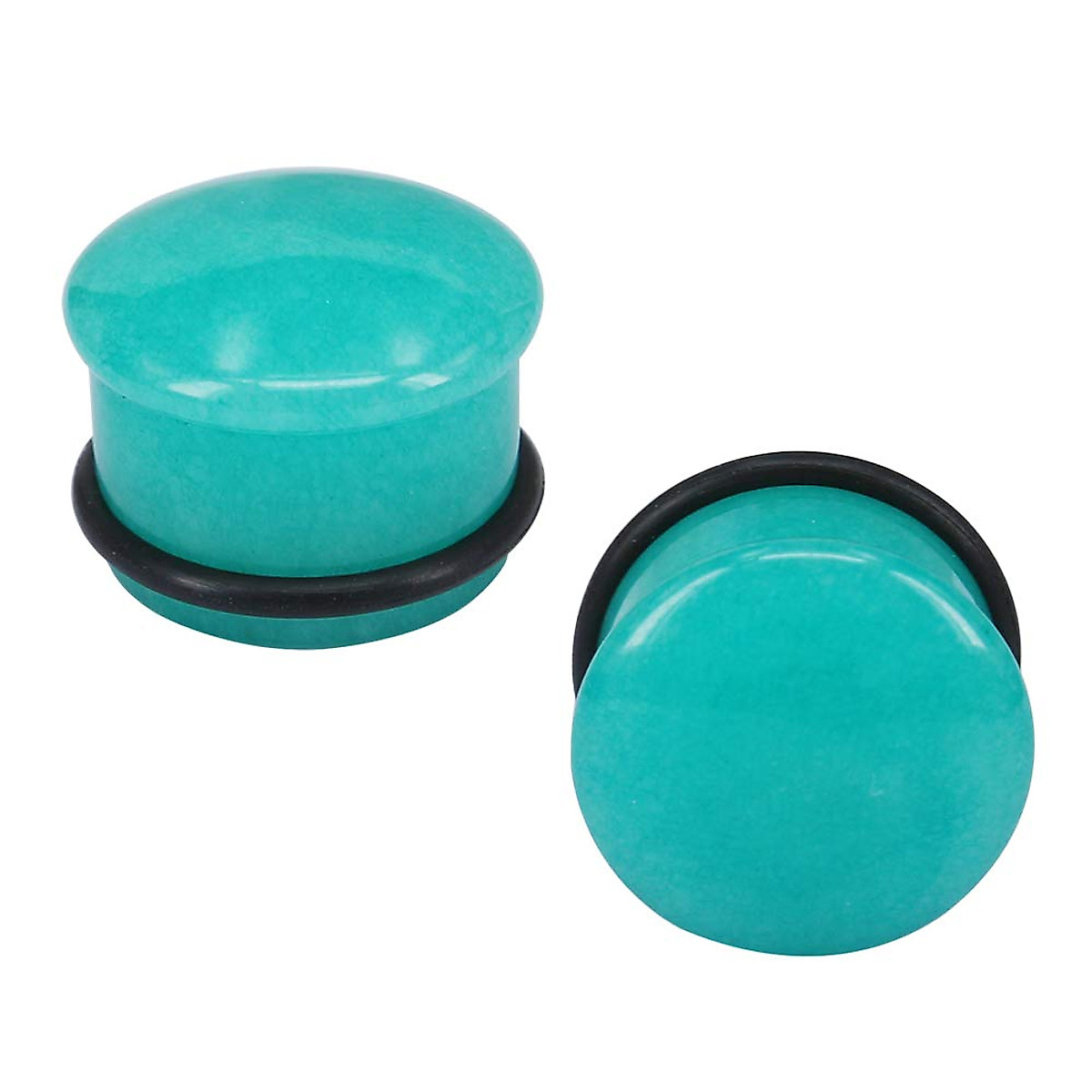 ZS Mozambique Amazonite Natural Stone Ear Plug Ear Gauge Noble Temperament Single Flare Ear Expander Tunnel (Gauge=0g(8mm))
