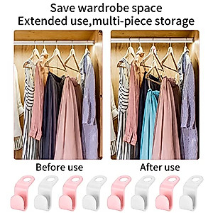 65 Pcs Clothes Hanger Connector Hooks, Cascading Hangers Extender Clips, Space Saving Hanger Closet Organizer Hooks, Cascading Connection Hooks for Shirt Clothes Coat Hangers - White