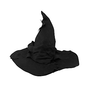 Nicky Bigs Novelties Adult Tattered Scarecrow Witch Hat - Distressed Wizard Costume Hat - Sorcerer Halloween Costume Accessories, Black, One Size
