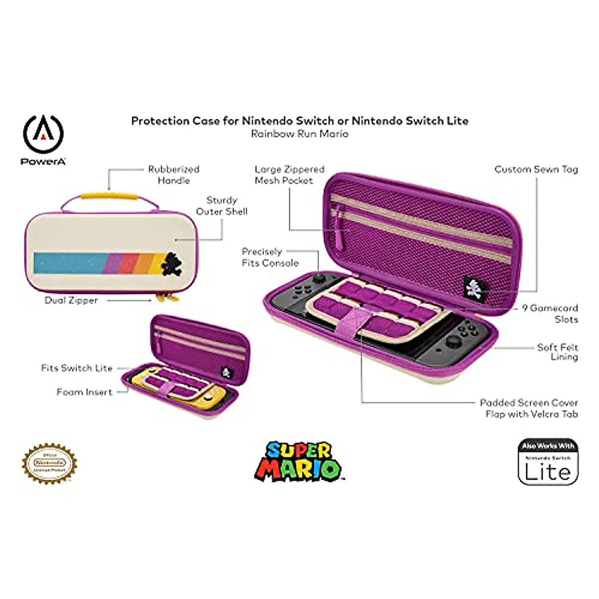 PowerA Protection Case for Nintendo Switch - Rainbow Run Mario, protective case, gaming case, console case - Nintendo Switch;