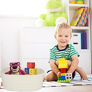 Oungy 3 PCS Rope Baskets Natural Cotton Rope Woven Baskets for Organizing Nursery Storage Basket Natural Woven Gift Basket Empty Soft Storage Baskets Cat Dog Toy Baskets, Off White