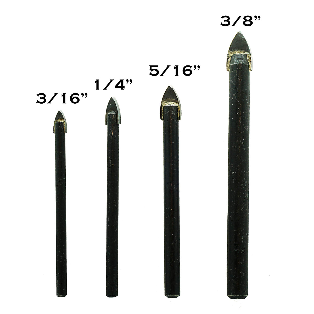 Romax Glass Drill Bit 5/16 inch, Tile Drill Bit 5/16 inch, High Temperature Brazed Carbide Tips, Spear Head for High Speed, Drilling Bottles, Glass, Tile, Marble, Ceramic and Mirror (1 x 5/16")