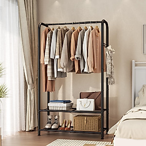 SINGAYE Clothing Racks For Hanging Clothes Rack Portable Closet Garment Coat Rack With Shelves Heavy Duty Hanger Stand Wardrobe Free Standing Closet