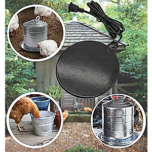 120V 35W Poultry Water Heater Base Chicken Water Heater Pad for Winter, 5.9" Silicone Heater Chicken Waterer Pad for Chicken Bucket 4 Feet Wire 2 PCS
