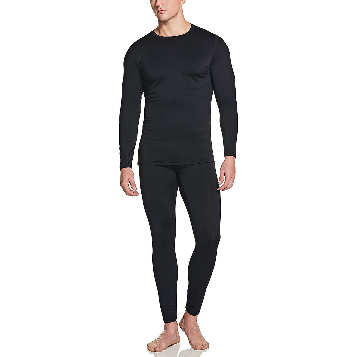 ATHLIO Men's Thermal Underwear Set, Winter Hunting Gear Comfort Fit Long Johns, Base Layer Top & Bottom for Cold Weather, Comfort Fit Set Black, Large