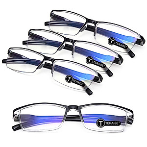 TERAISE 4PCS Fashion Anti-blue light Reading Glasses Men Women Computer Reader(2.75X)