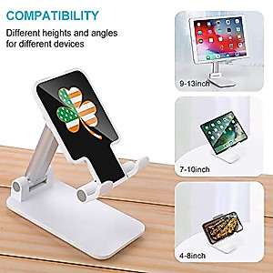 Irish American Clover Flag Cell Phone Stand Foldable Adjustable Cellphone Holder Desktop Dock Compatible with iPhone Switch Tablets (4-13")