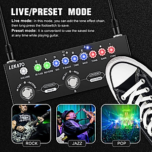 LEKATO Multi Effects Guitar Pedal, with IR Loading 9 AMP Models, Delay Reverb Distortion Overdrive Pedal, Rechargable Electric Guitar Effects Multi Pedal Support Recording,Bluetooth 5.0