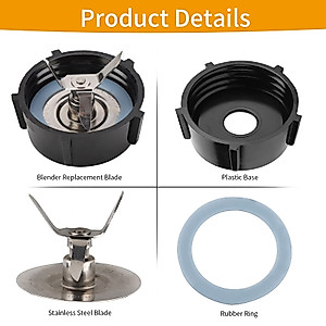 Blender Blades Stainless Steel Blade With Bottom Rubber Ring Blender Bottom Blades Juicer Blender Replacement Kit Blender Replacement Accessories for Electric Blenders