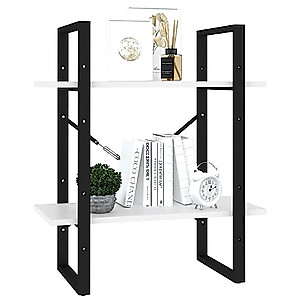 SLGSDMJ Industrial Style Open Office Bookshelf, Ladder Bookshelf, Shelving Unit, Closet Organizer, Multipurpose Storage Cabinet,2-Tier Book Cabinet White 23.6"x11.8"x27.6" Chipboard