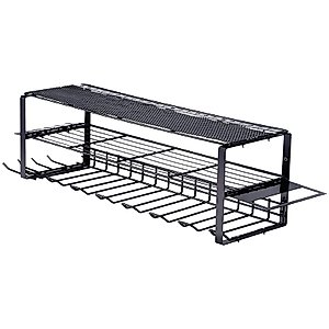 VEVOR Power Tool Organizer, 7 Slot, 3 Layers, Cordless Drill Holder Wall Mount, Battery Charging Station Storage Rack, Multi-Function Garage Organization, Heavy Duty Metal Shelf for Screwdriver Pliers