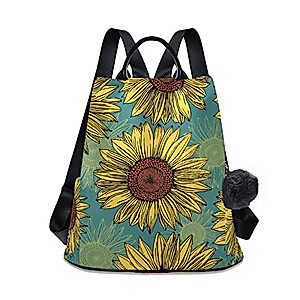 Fustylead Hand Drawn Sunflowers Women Fashion Backpack Purse Travel Ladies College Shoulder Bags