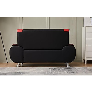 Kingway Inc Sofas, 3 Seat, Black&Red