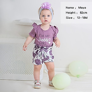 Renotemy Infant Girl Clothes Newborn Outfits Gifts Short Sleeve Romper Pants Set 0-3 Months Baby Girl Clothes Outfit Sets