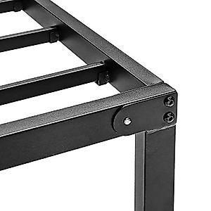 HAAGEEP 18 Inch Queen Bed Frame No Box Spring Needed High Platform Bedframes with Storage Size Black Metal