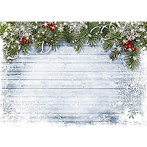 RUINI Winter Snowflake Wood Floor Christmas Pine Tree Backdrop Photography Christmas Photography Backdrop 7x5FT