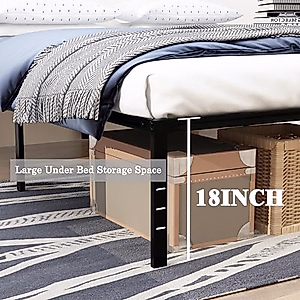 Yedop 18 Inch California King Size Bed Frames, No Box Spring Needed, 2500 lbs Heavy Duty Steel Slat Support, Non-Slip & Noise Free, California King Metal Bed Frame, Black
