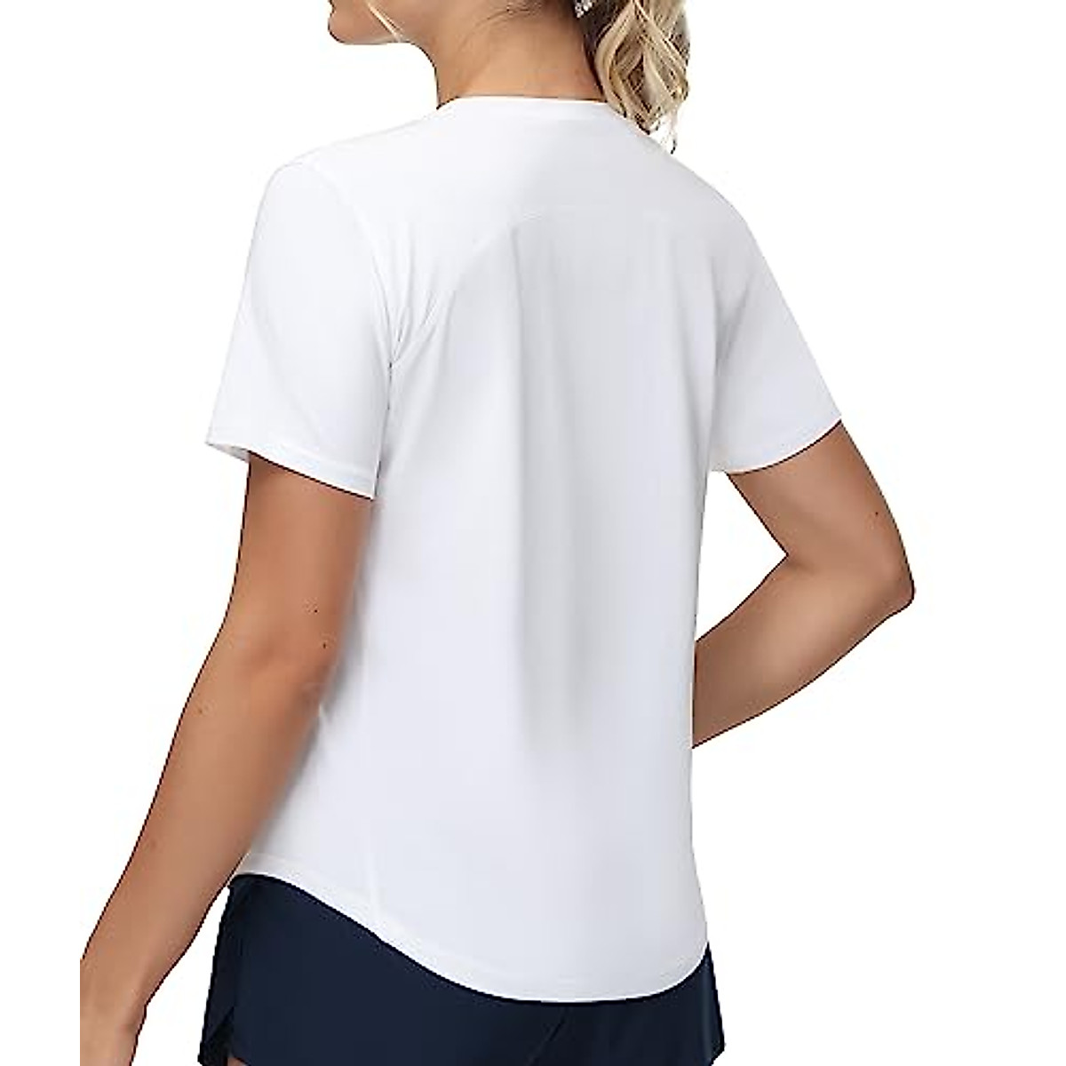 THE GYM PEOPLE Women's Workout Short Sleeve Breathable T-Shirts Athletic Yoga Tee Tops White