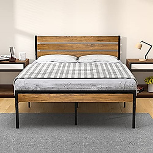 Alkmaar 12 Inch Full Size Bed Frame Platform with Headboard and Footboard No Box Spring Needed Metal-Wood Platform Bedframe, Easy Assembly