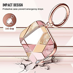 Maxjoy for AirPods 2nd Generation Case, Graceful Marble Hard Protective Shockproof Airpods Case Cover with Keychain Compatible with Apple AirPods 1st and 2nd Charging Case for Women Men,Pink Yellow