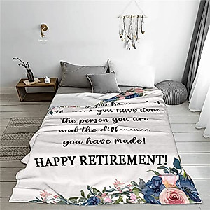 AJIIUSV Retirement Gifts Throw Blanket Happy Retirement Flannel Blankets for Retired Women Teacher Boss Farewell Present 50"x60"