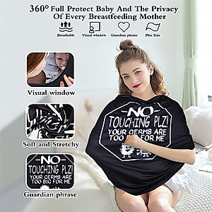 Metplus Car Seat Covers for Babies, Metplus Infant Carseat Canopy Nursing Breastfeeding Cover, Stretchy Carrier Cover for Stroller Shopping Cart, Newborn Boys Girls Shower Gift - No Touching Sign