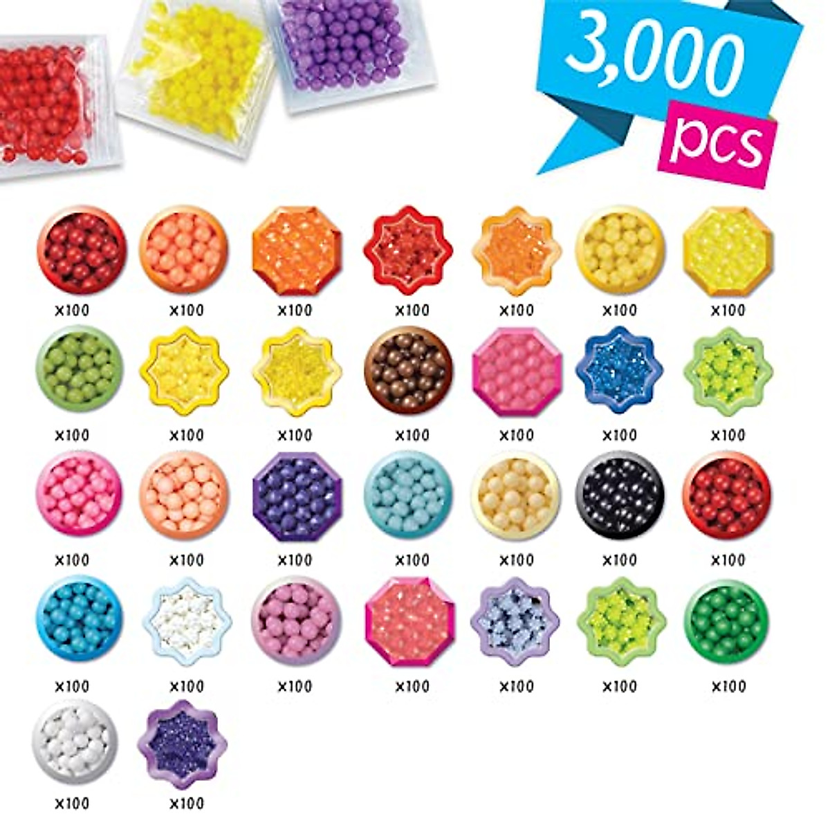 Aquabeads Mega Bead Trunk Refill Pack, Arts & Crafts Bead Refill Kit for Children - Over 3,000 Beads Included