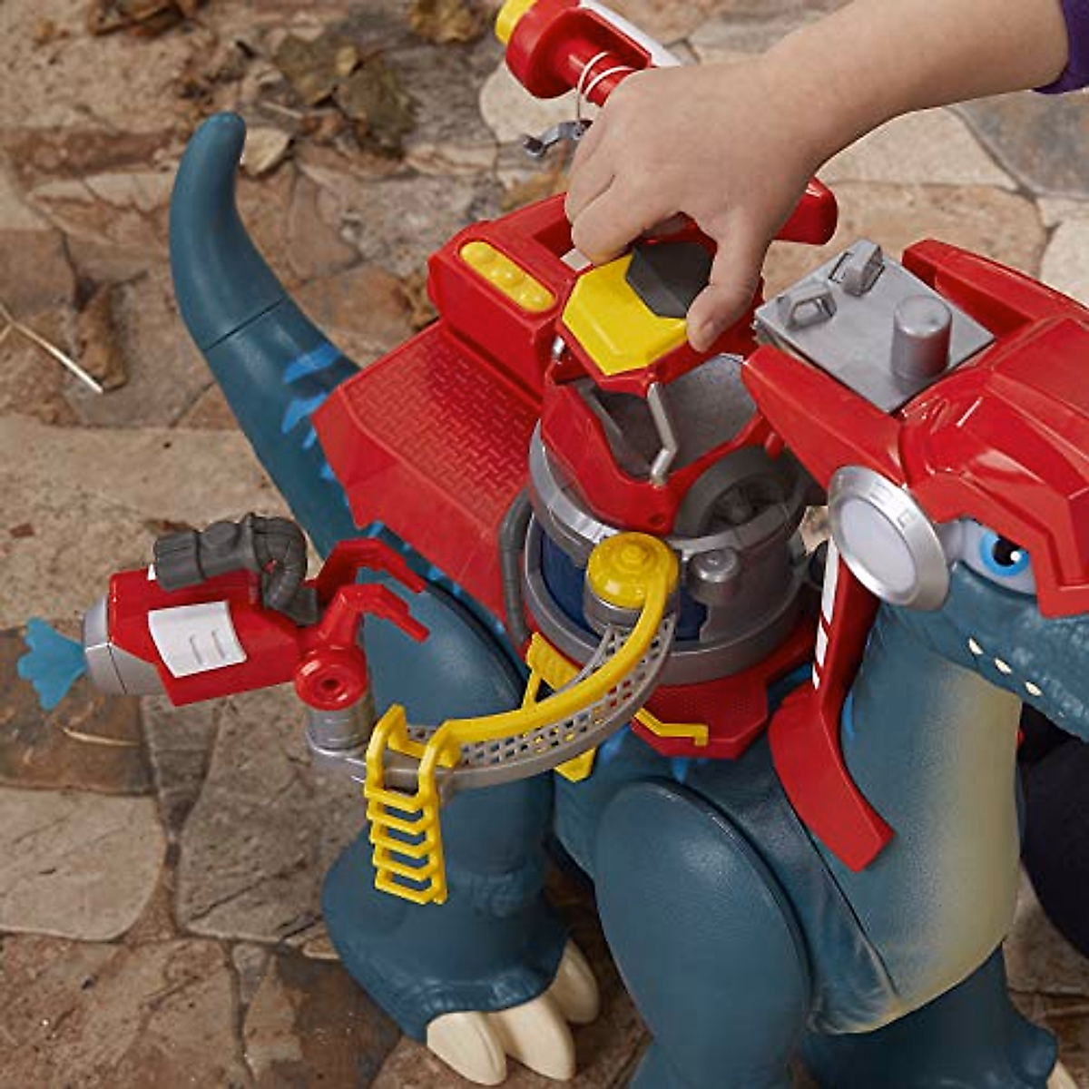 Chomp Squad Playskool Blazeasaurus and Sparks McKenzie, 20-Inch Brachiosaurus Dinosaur Firefighter Toy and Action Figure for Kids 3 and Up