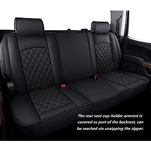 Aierxuan Seat Covers for Truck Chevy Chevrolet Silverado GMC Sierra Pickup 2007-2024 1500 2500HD 3500HD Trail Boss Z71 Crew Double Extended Cab Waterproof Leather Protectors (Full Set, Black)