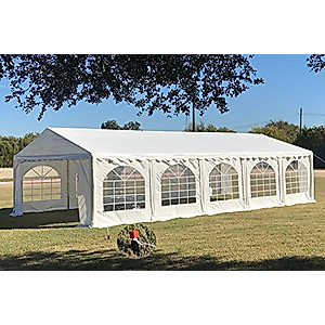 32'x16' PE Party Tent White - Heavy Duty Wedding Canopy Carport Shelter - with Storage Bags - By DELTA Canopies