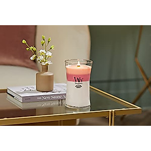 WoodWick Large Hourglass Candle, Blooming Orchard - Premium Soy Blend Wax, Pluswick Innovation Wood Wick, Made in USA